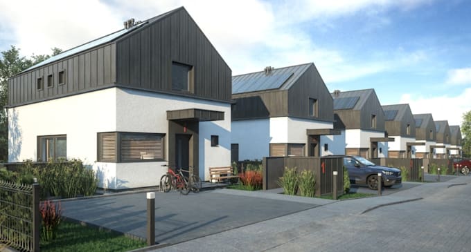 Develop 3d housing estate,community render, townhouse design,site plan ...