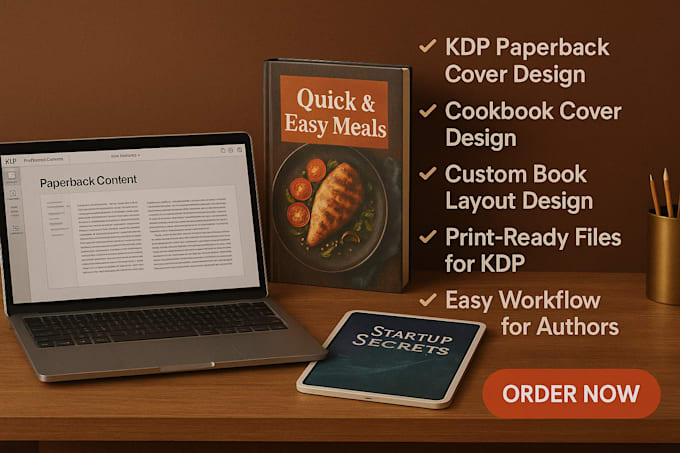 Design kdp paperback cover cookbook cover, book formatting layout and ...