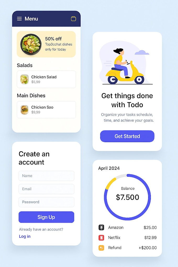 Design modern mobile app ui ux in figma or adobe xd by Anilvirani | Fiverr