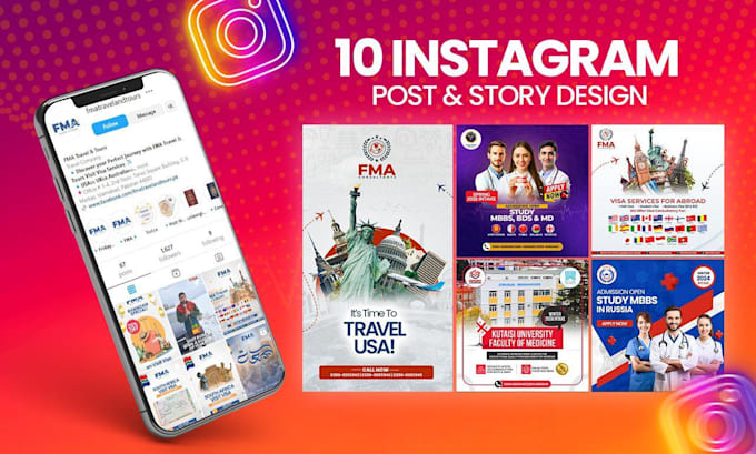 Create 10 attractive instagram posts and story designs by Digitech87 ...