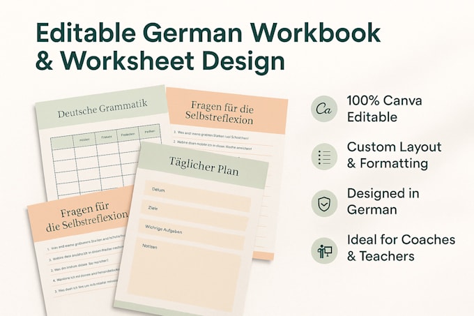 Create professional editable german workbook and worksheet design ...