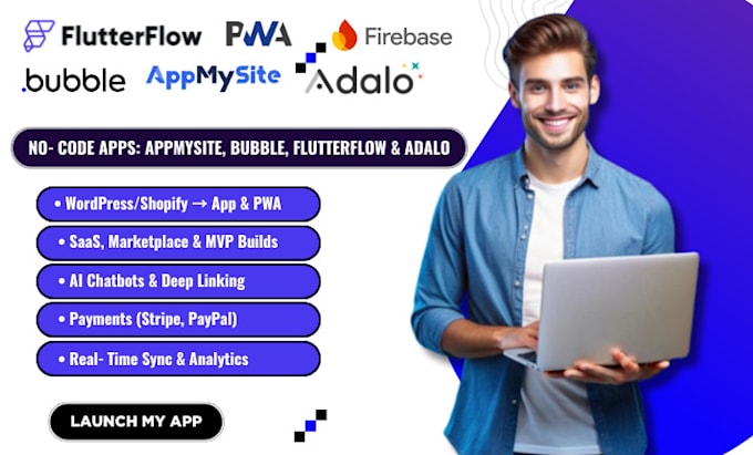 Build cross platform apps with appmysite bubble flutterflow adalo web app expert by Thealex_hub ...