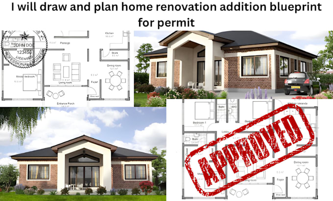 Draw and plan home renovation addition blueprint for permit by Archi ...