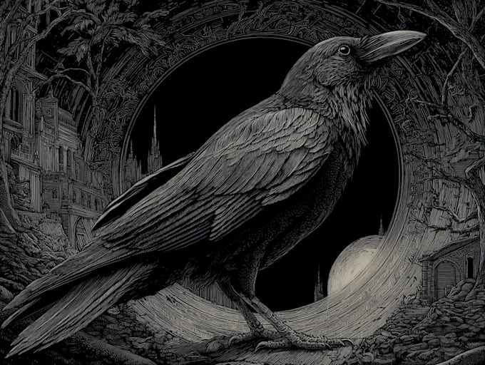 Draw dark art illustration with engraving style by Daevienard | Fiverr