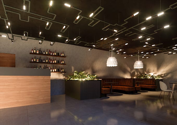 Layout 2d restaurant plan, bar design, lounge render, winery shop ...