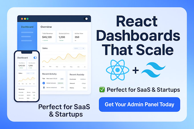 Build react website with a modern dashboard or admin panel by Hamzaishaq337 | Fiverr