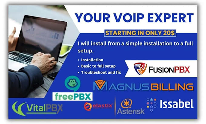 Install 3cx, voip, asterisk, freepbx, zoiper, magnus billing and issabel for you by Andrew ...