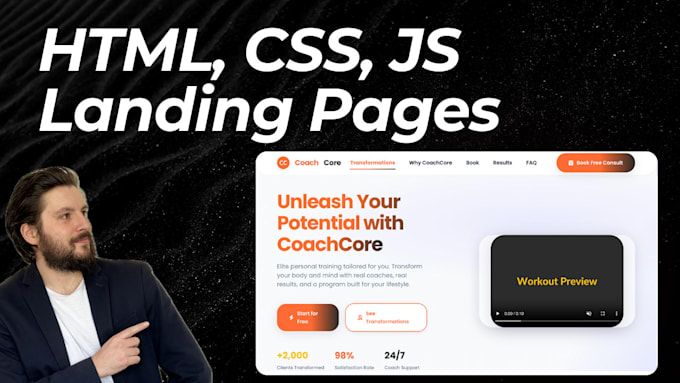 Design your landing page using html, css, js by Jasperwebflow | Fiverr