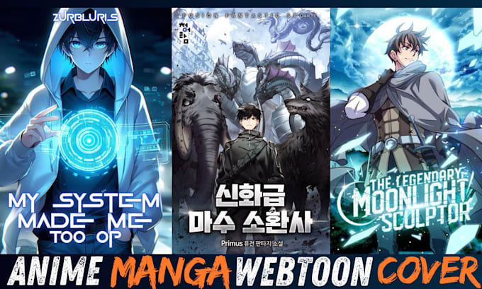 Make anime manga webtoon cover, manhwa webtoon artist book cover ...