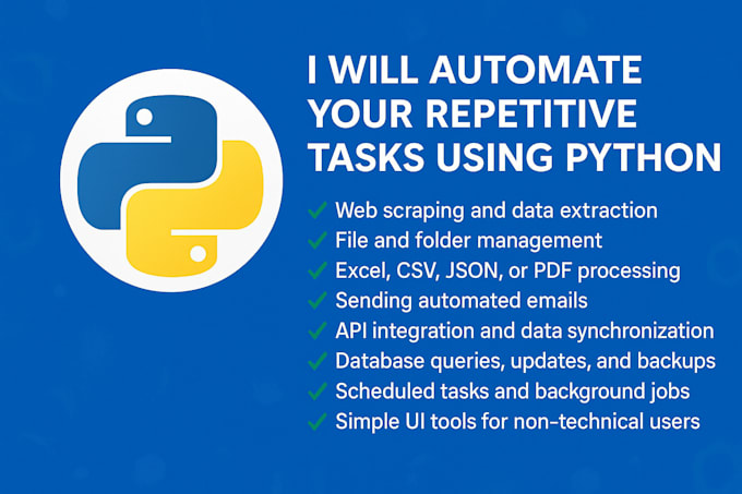 Automate tasks using python by Alberto_delbone | Fiverr