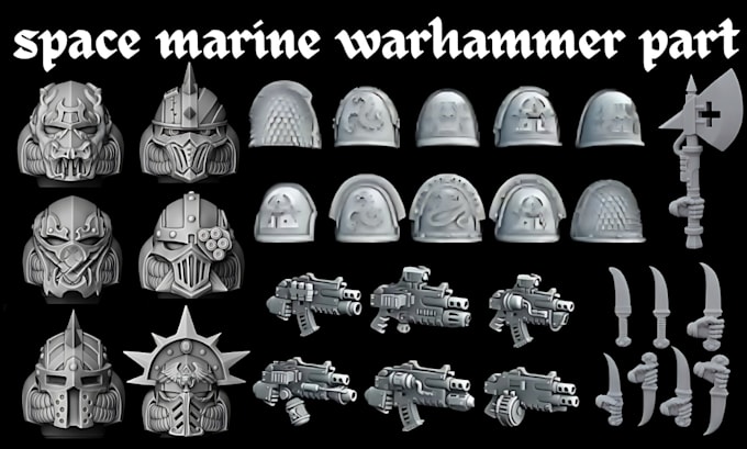 Sculpt a space marine warhammer head weapon part printable stl for 3d ...