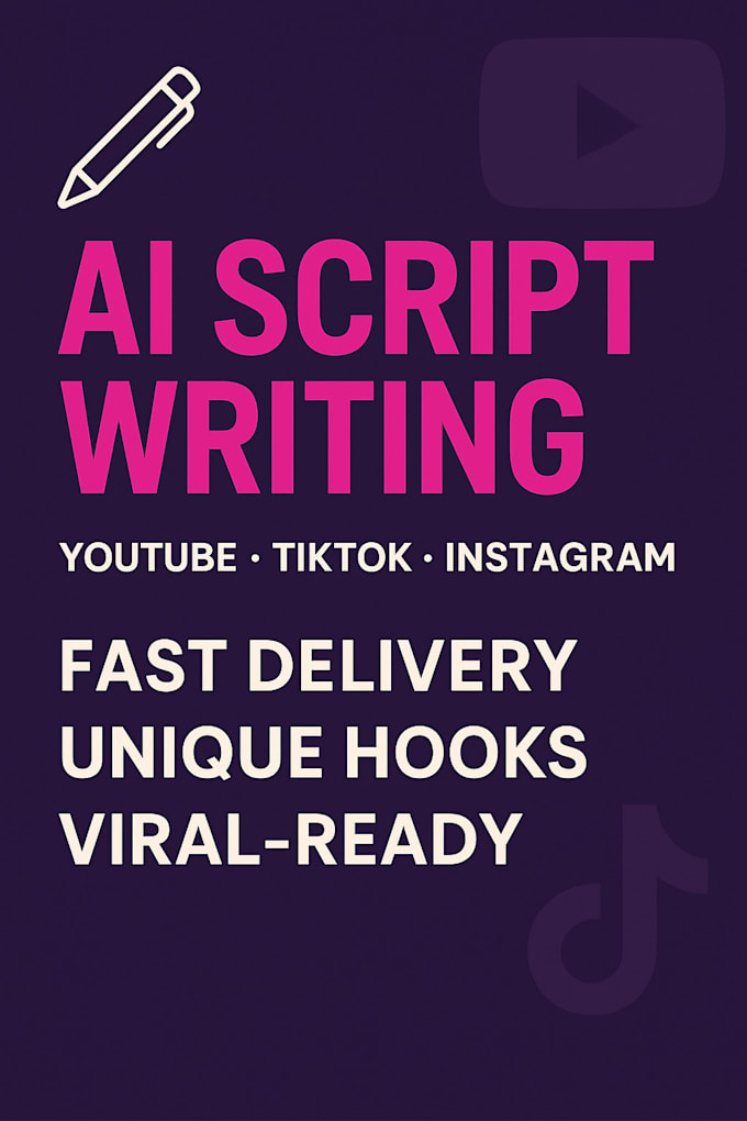 Write powerful youtube or tiktok scripts using ai by Lomasi_chirwa | Fiverr