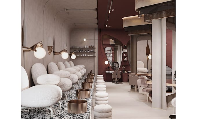 Cgi 3d spa interior design, 3d sauna, beauty salon, manicure shop ...