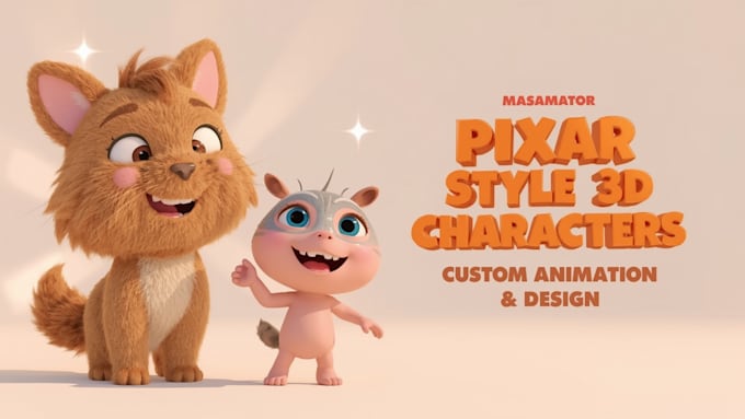 Design epic pixar style 3d cute characters, mascots, animals and ...