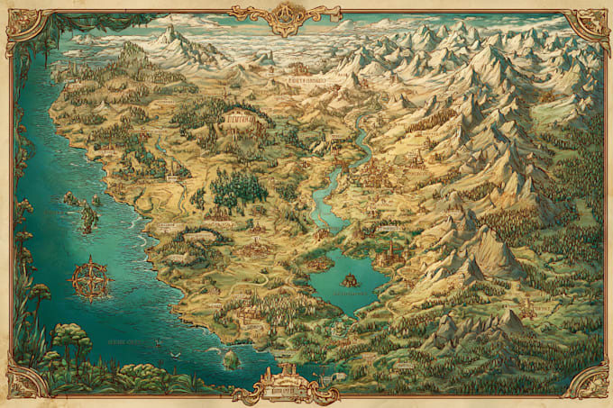 Draw cartoon fantasy map illustration by Heidi_smith51 | Fiverr