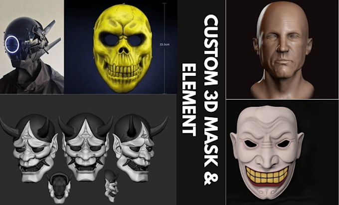 Custom 3d mask, 3d helmet, 3d futuristic helmet, 3d hair, zbrush ...