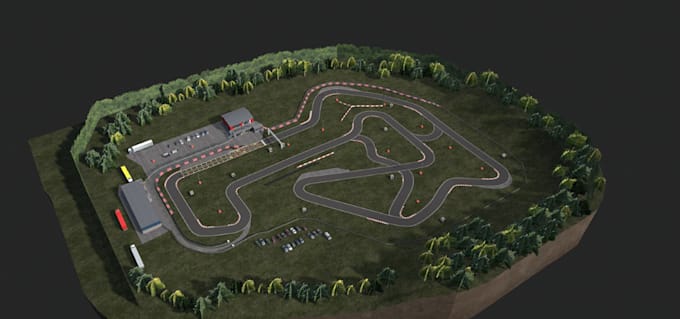 Recreate 3d pro kart racing circuit,road asphalt,sport environment,cgi ...