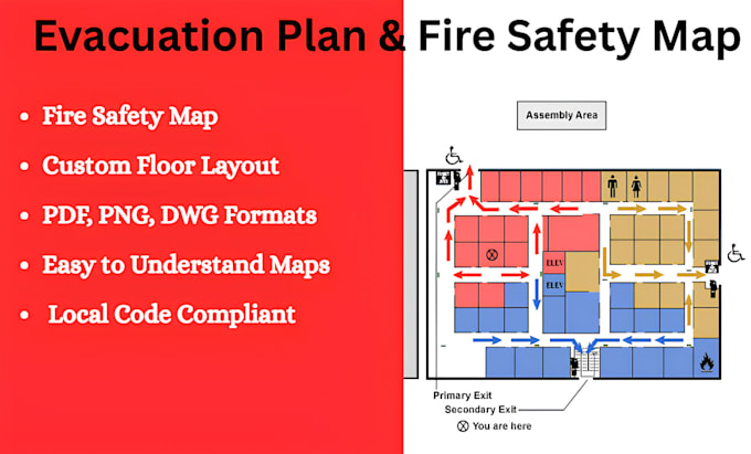 Design evacuation plan, escape plan, firewall, safety plan map ...