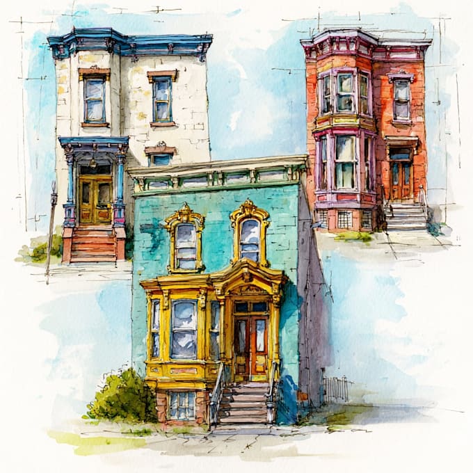 Paint watercolor house portraits and building illustrations by Madutor ...