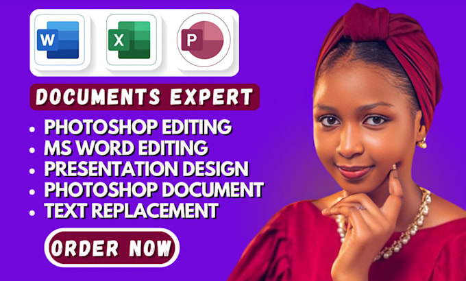 Edit, format, replace, revamp, photoshop document, ms word, document ...