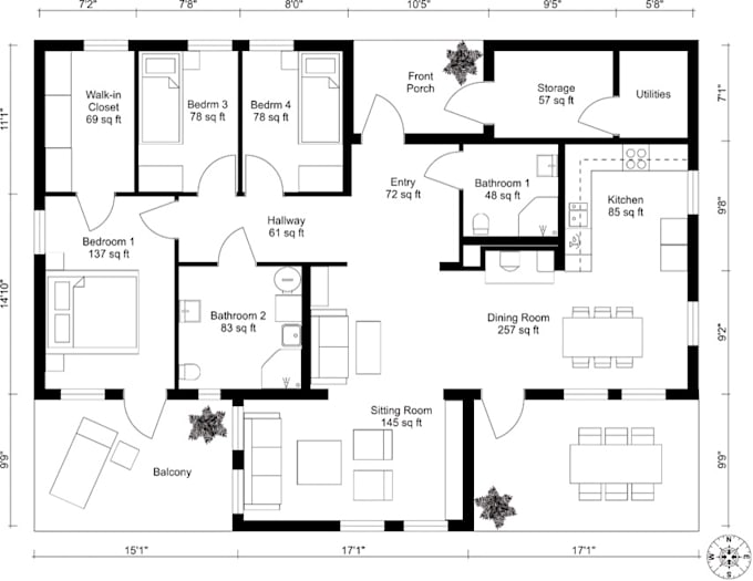 Draft architectural plans in autocad, pdf, elevations, sections, 2d floor plan by Hannah_a001 ...