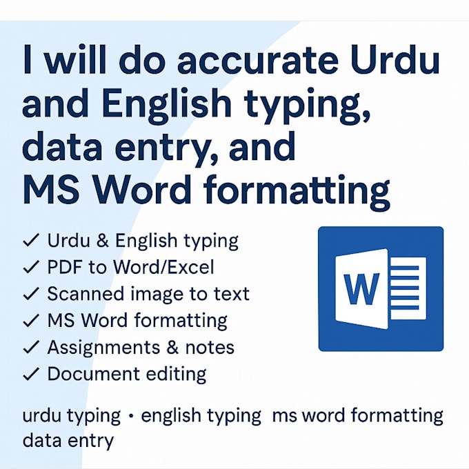 Do professional data entry and ms word typing by Usmantyping_01 | Fiverr
