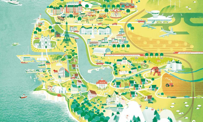 Design custom vector map illustrations for board game travels and tours ...