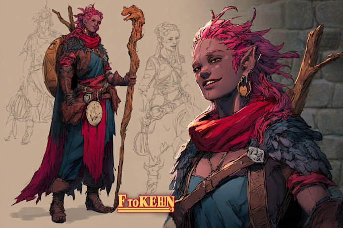 Draw dnd character, art fantasy, illustration for concept art by ...