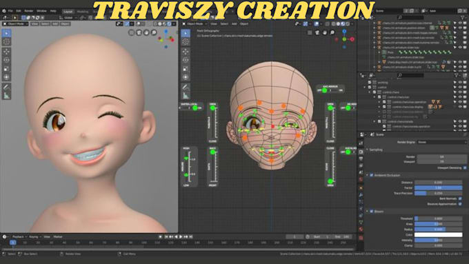 Fix custom 3d model facial rig bone rig uv mapping texture painting in blender