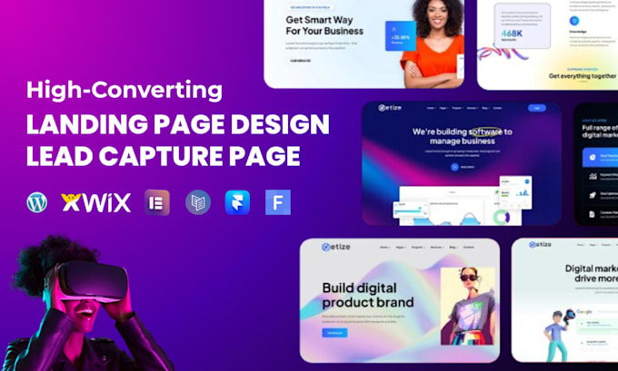 Design lead capture landing page using carrd, funnelish, wordpress, wix ...