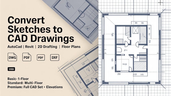 Convert sketch, pdf, image to cad, draw floor plan in autocad by Levimarkings | Fiverr