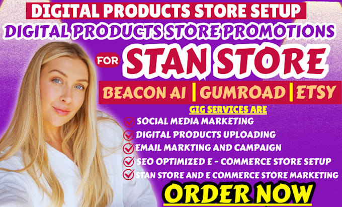 Do stan store, beacon ai, etsy, gumroad digital product marketing for roi sales by ...