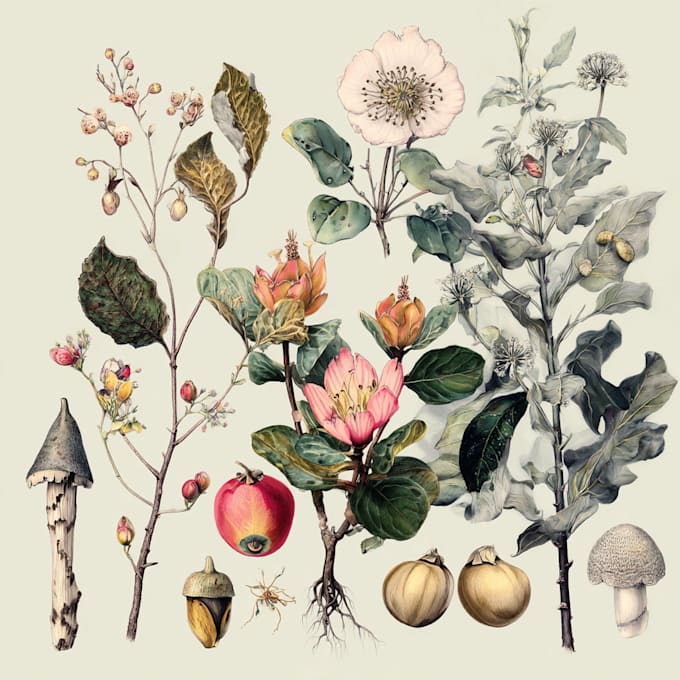 Hand drawn botanical flower plants scientific illustration by Gekhatu ...