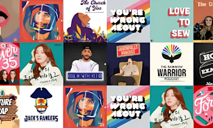 Create illustrated podcast cover art in cartoon, caricature, and comic ...