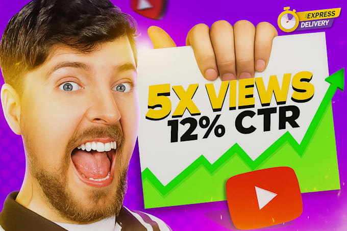 Design catchy youtube thumbnail with high ctr by Usaumar | Fiverr