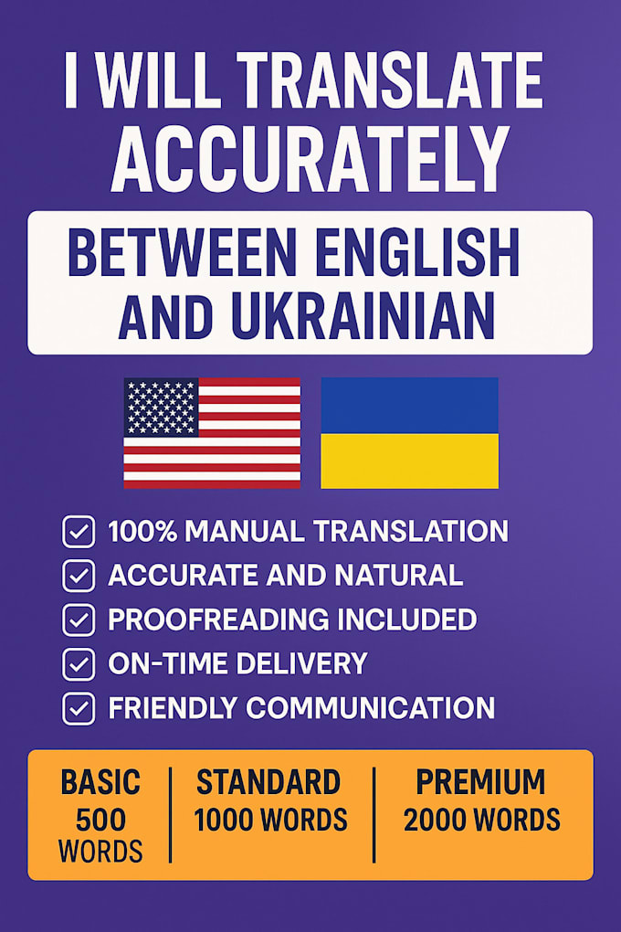 Provide 100 percent human english to ukrainian translation by Nastia ...