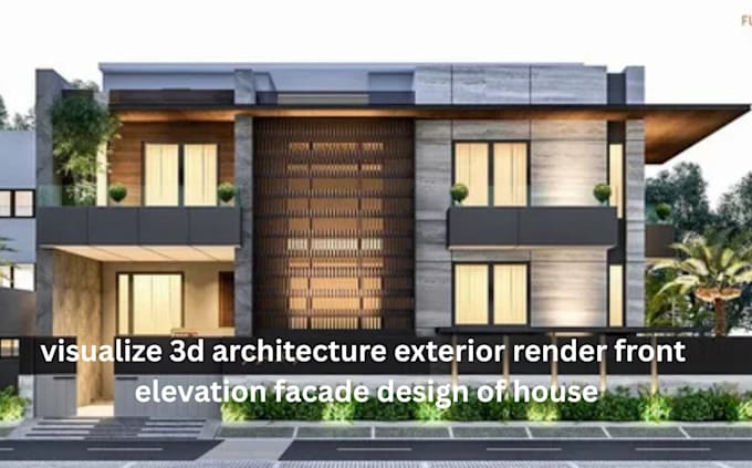 Visualize 3d architecture exterior render front elevation facade design of house by Jackson_noel ...