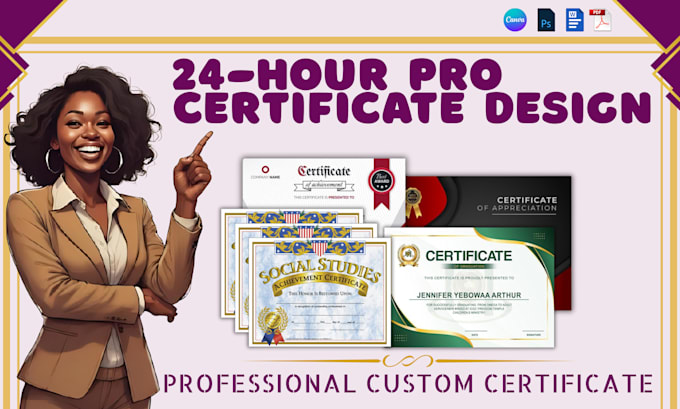 Design professional certificate design diploma, award certificate in 24 ...