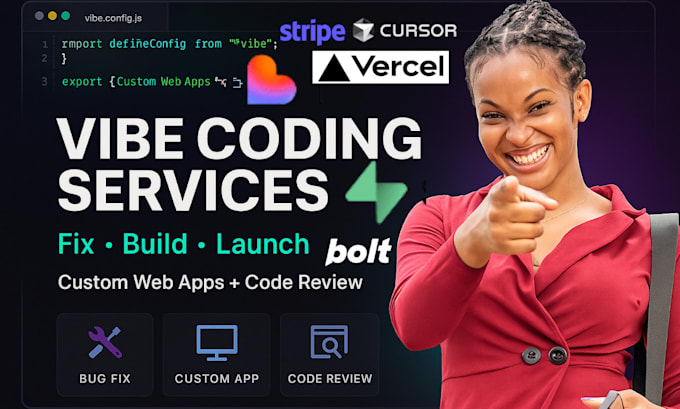 Fix, debug vibe code and build custom web app with vibe coding lovable bolt new by Regina ...