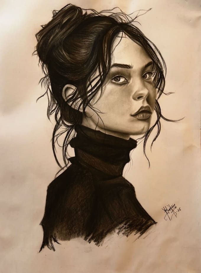 Draw a luxury realistic charcoal portrait from your photo by ...