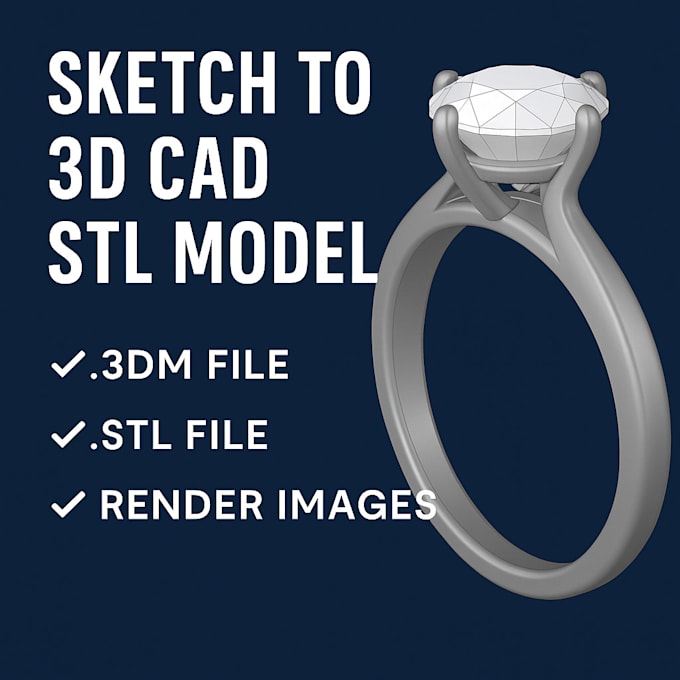 Convert your jewelry sketch or idea into a 3d cad stl model by ...