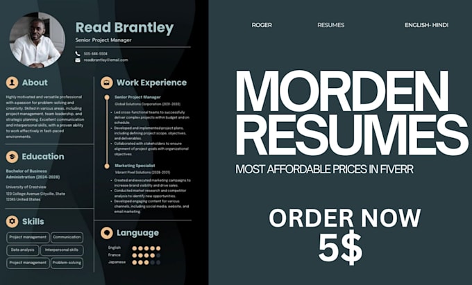 Design an impressive resume for just 49rs by Rogerresume | Fiverr