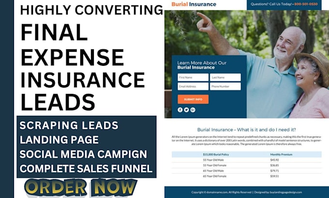 Generate exclusive final expense insurance leads final expense landing ...