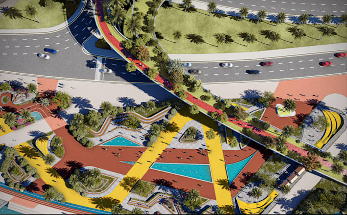 Renew 3d community landscape,walk area,car park, high rise,garden,revit ...