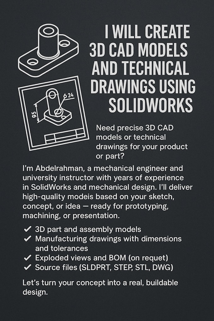 Create 3d cad models and technical drawings by Abdelrahman167 | Fiverr