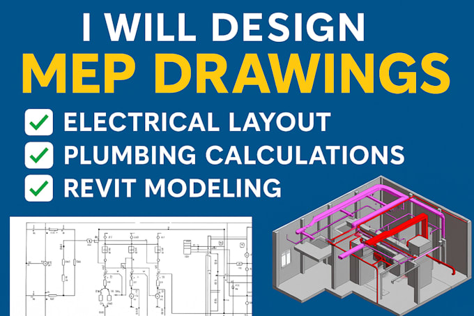 Design mep drawings electrical layout, plumbing calculations, and revit ...