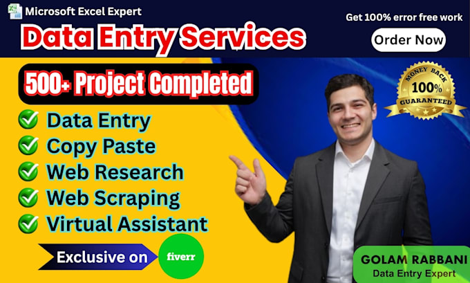 Be your reliable virtual assistant for data entry, web research and copy paste by Rabbani065 ...