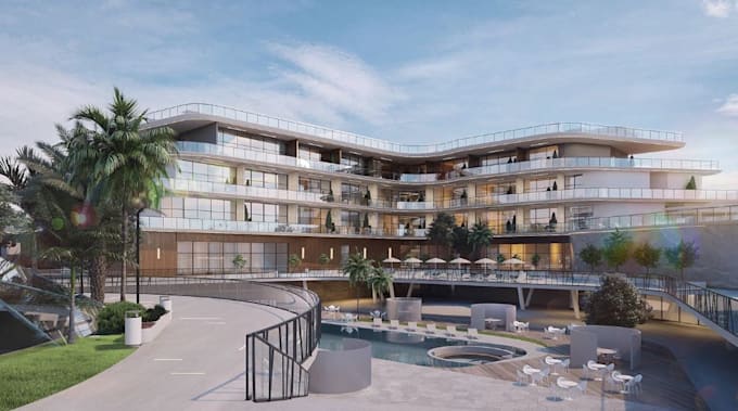 Remodel aesthetic hotel resort restaurant exterior lighting interior ...