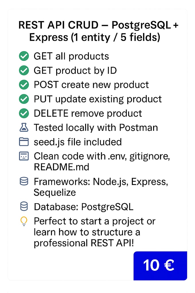 Build a clean rest api crud with postgresql and express by Jocke_fache | Fiverr