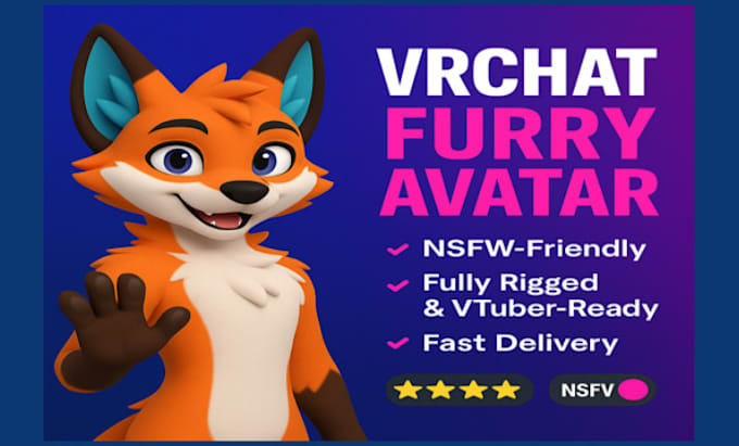 Create vrchat avatar furry avatar nsfw 3d model furry vr chat character ...